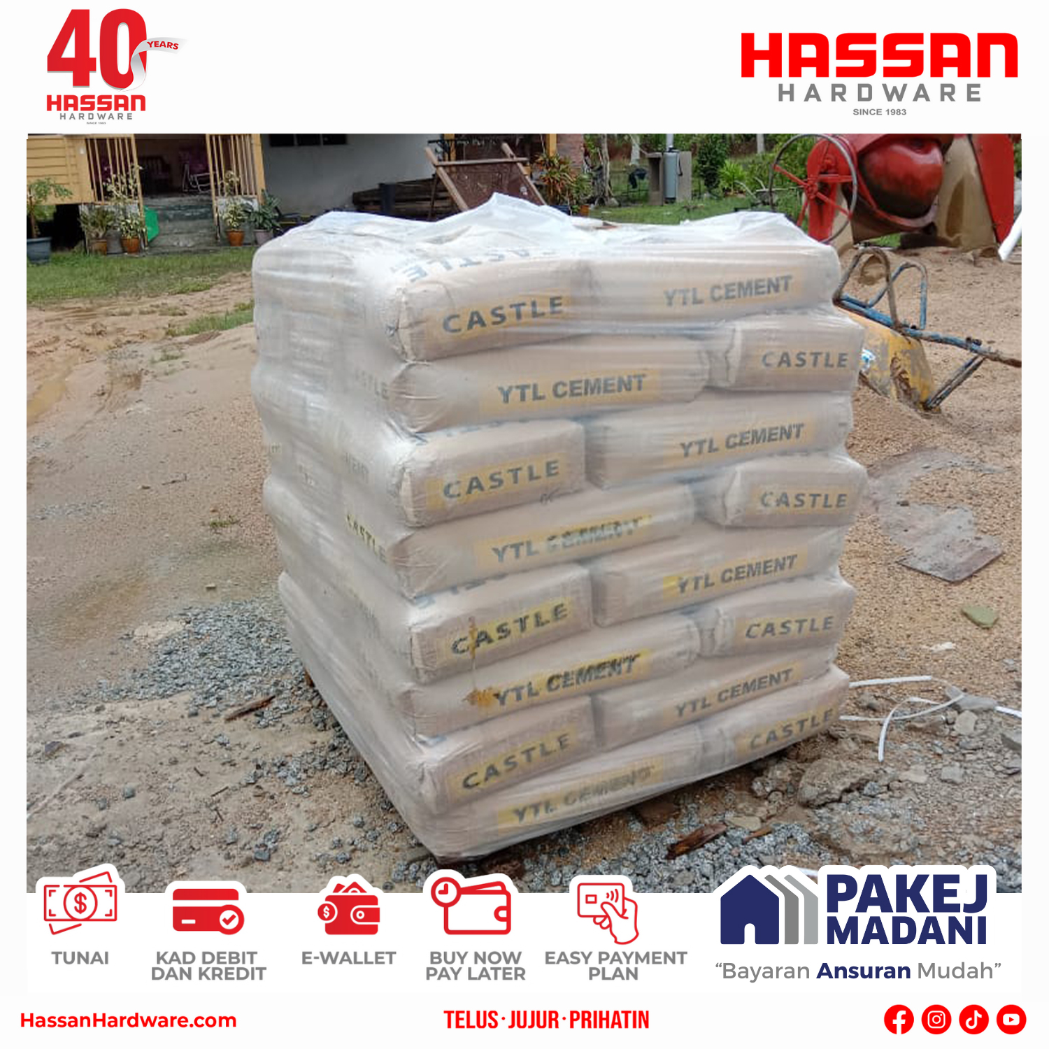 5 Bahan Penting Bina Rumah .. Besi Y Besi link Simen Kayu 1×2 Plywood ...